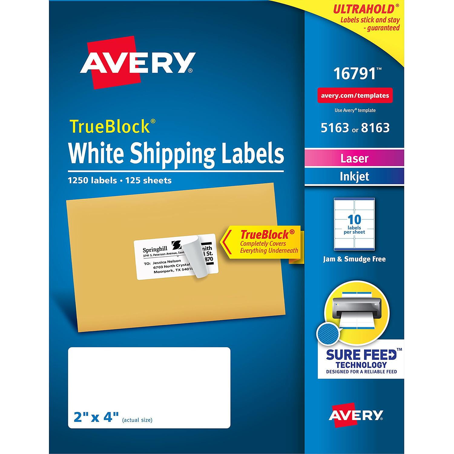 Avery 5163 8163 TrueBlock Shipping Labels 2 X 4 1250 Labels