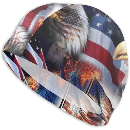 Men and Women Silicone American Symbols Bald Eagle Swimming Caps ...