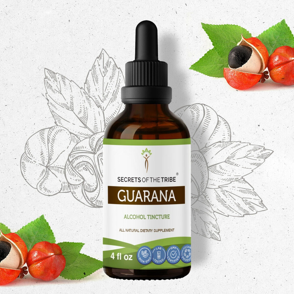 Guarana Tincture Alcohol Extract, Organic Paullinia Cupanais Strong ...