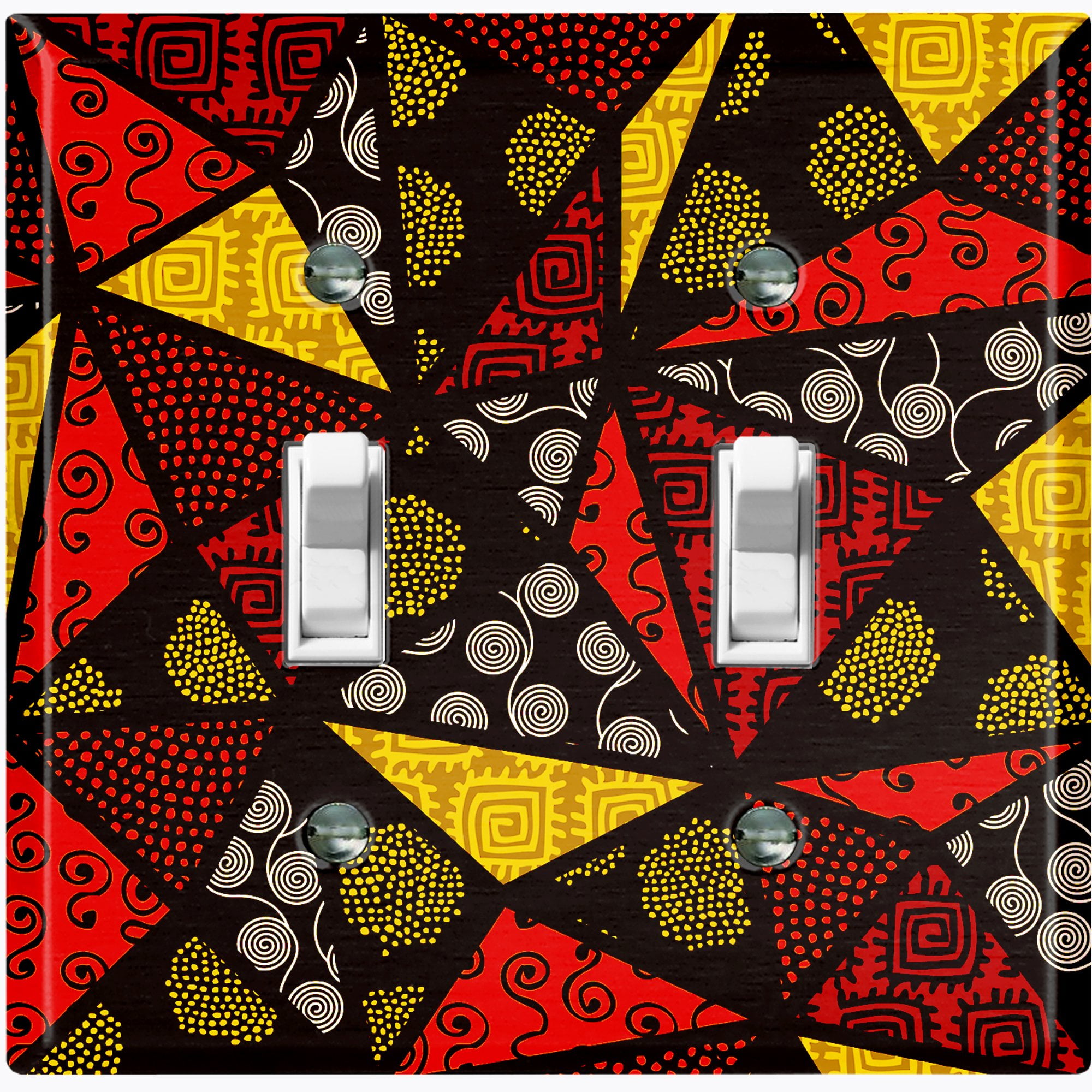 Metal Light Switch Plate Cover Colorful Safari African Tribal Art Tile ...