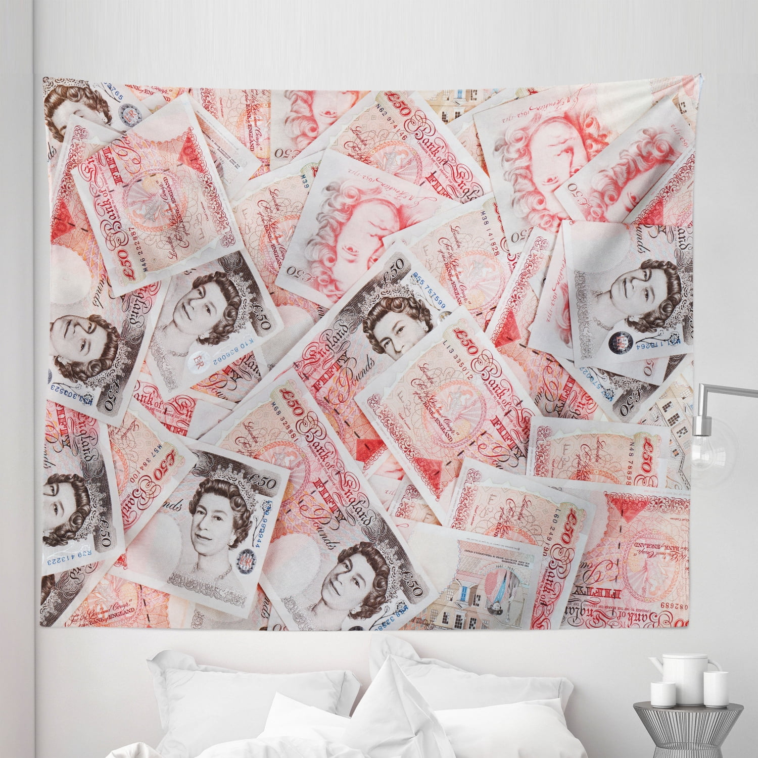 Money Tapestry, Bullseye Notes with a Portrait of Queen of England ...