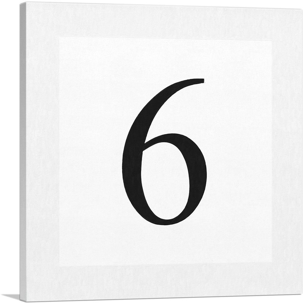 ARTCANVAS Modern Black and White Gray Serif Alphabet Number 6 Six ...