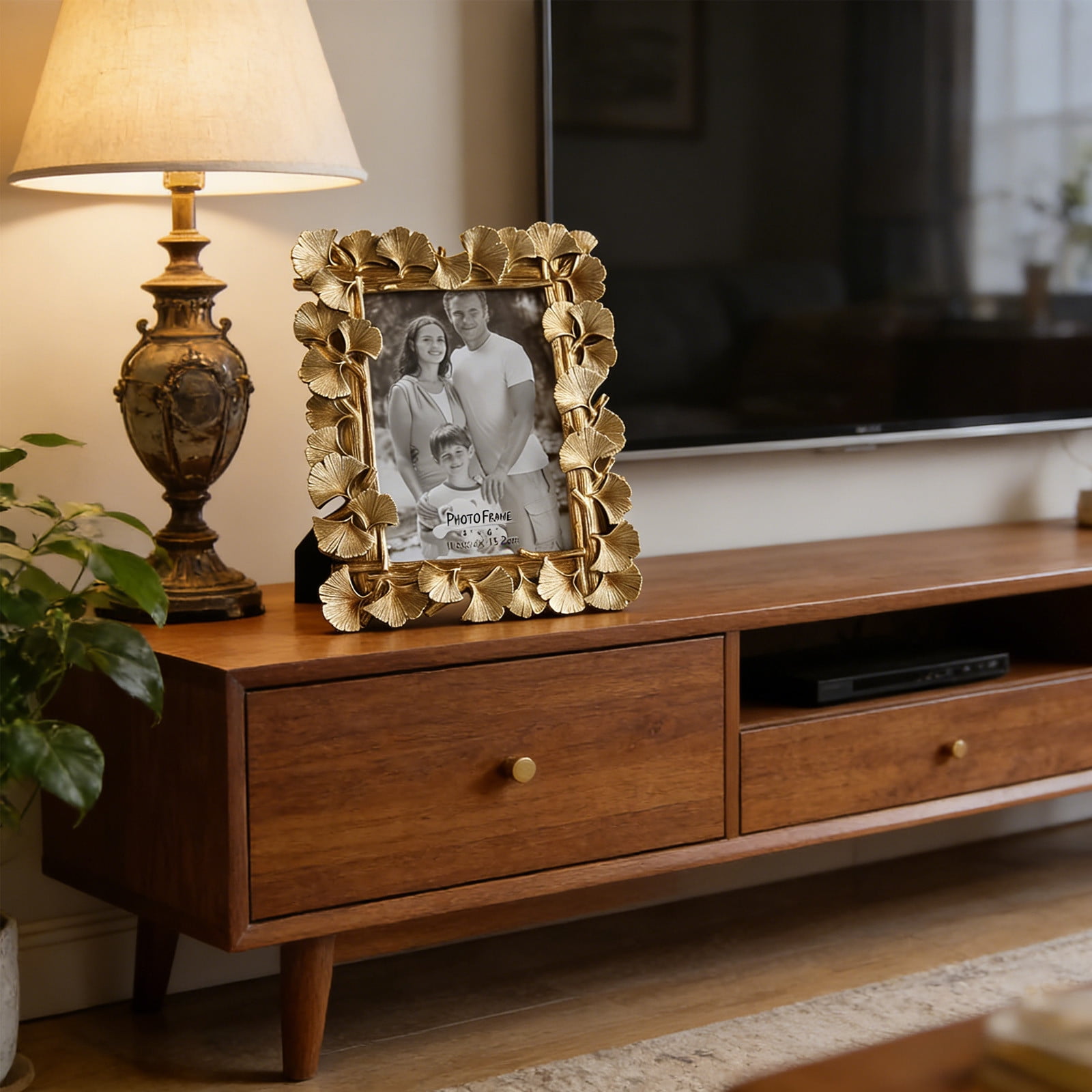 Gold or Silver Resin Photo Frame with Ginkgo Leaf Relief Design for ...