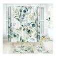 Watercolor Green Eucalyptus Shower Curtain and Bath Rug Set 4 Pcs ...