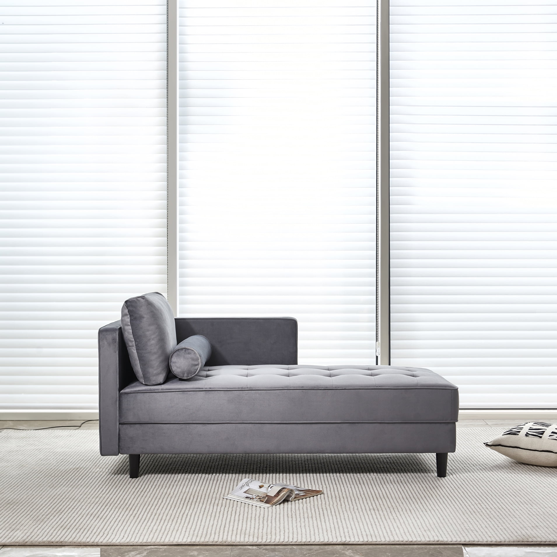 64" Velvet Chaise,Mid-Century Modern Chaise Furniture,Sleeper for ...