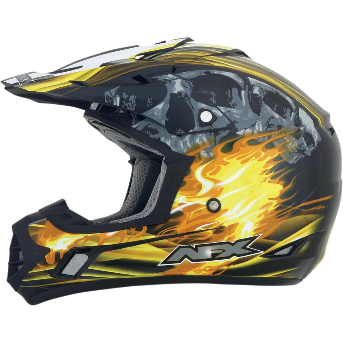 AFX FX-17 Offroad Helmet (Inferno Black/Yellow Clear Coat, Large ...