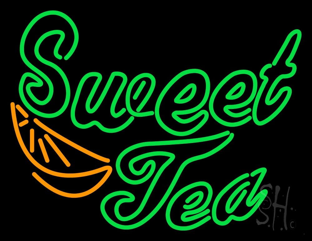 Green Sweet Tea LED Neon Sign 24 x 31 - inches, Black Square Cut ...