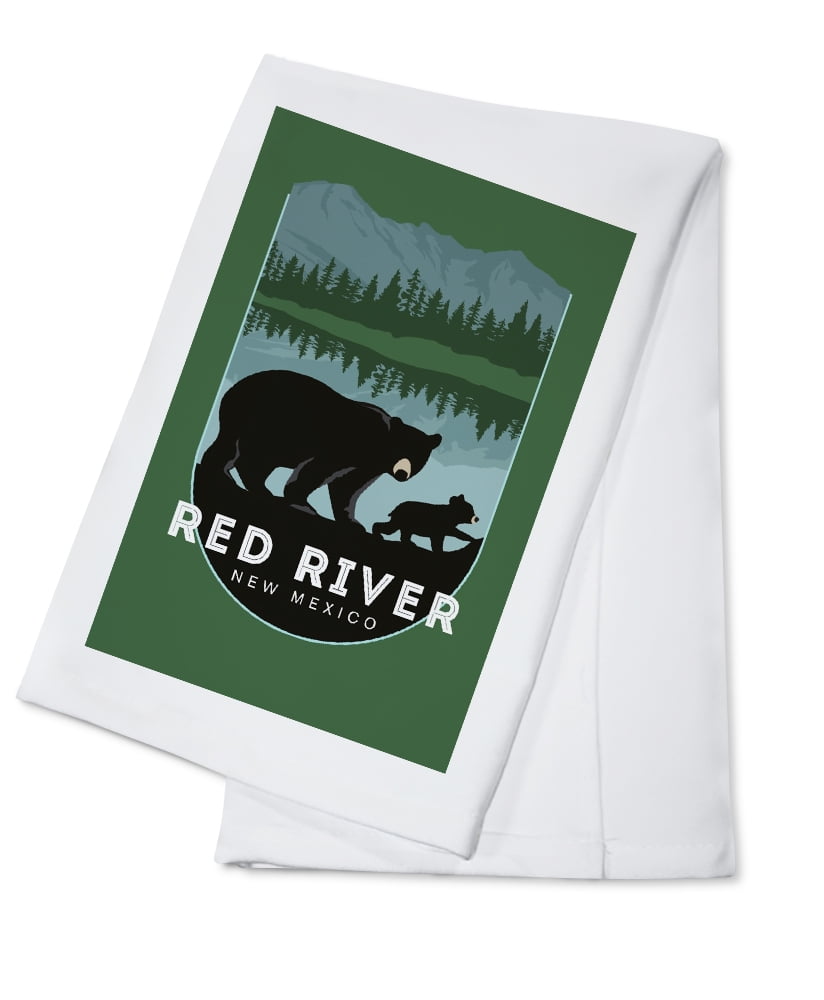 Red River, New Mexico, Black Bear and Cub, Contour (100% Cotton Tea ...