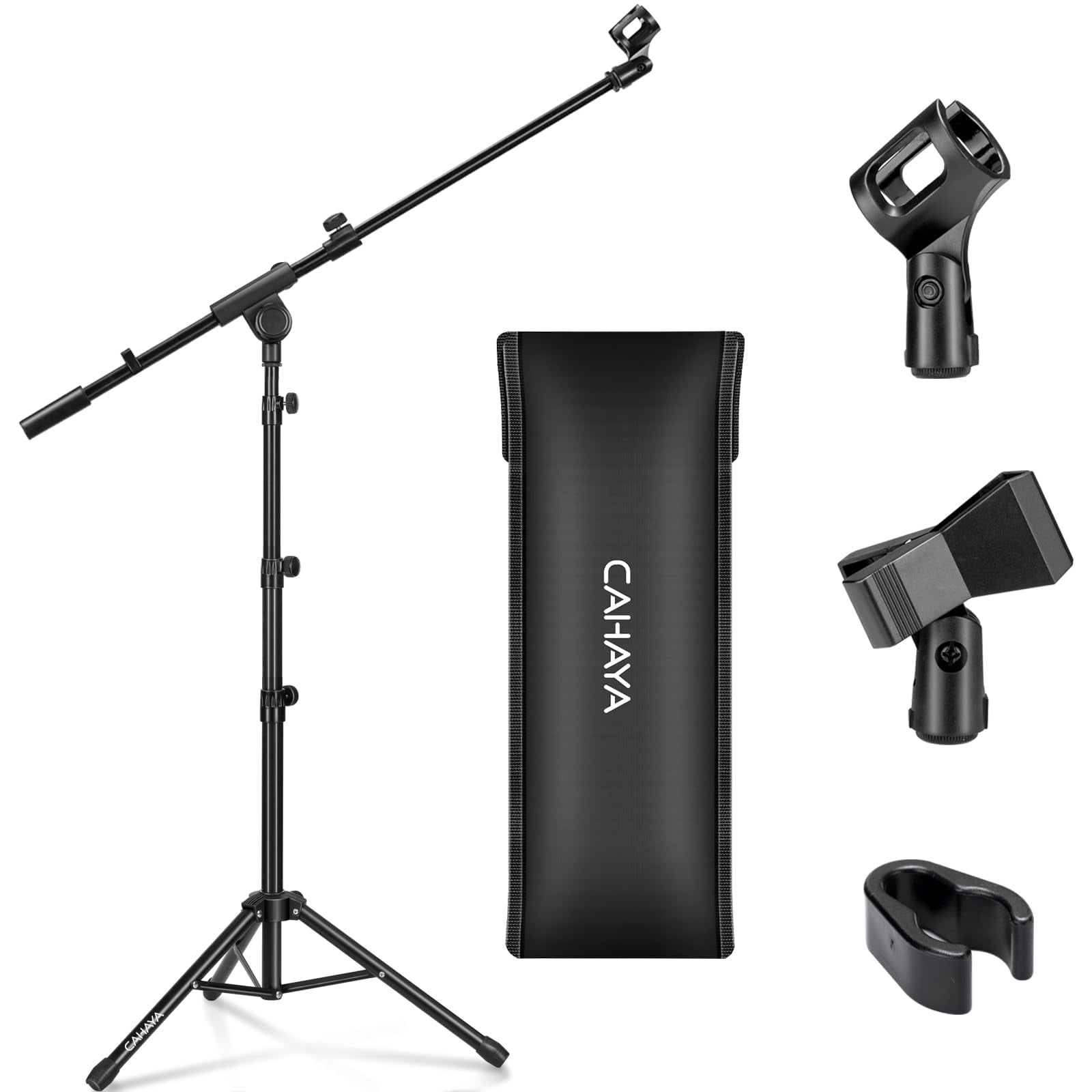 CAHAYA Tripod Microphone Stand Boom Arm Floor Mic Stand with Carrying ...