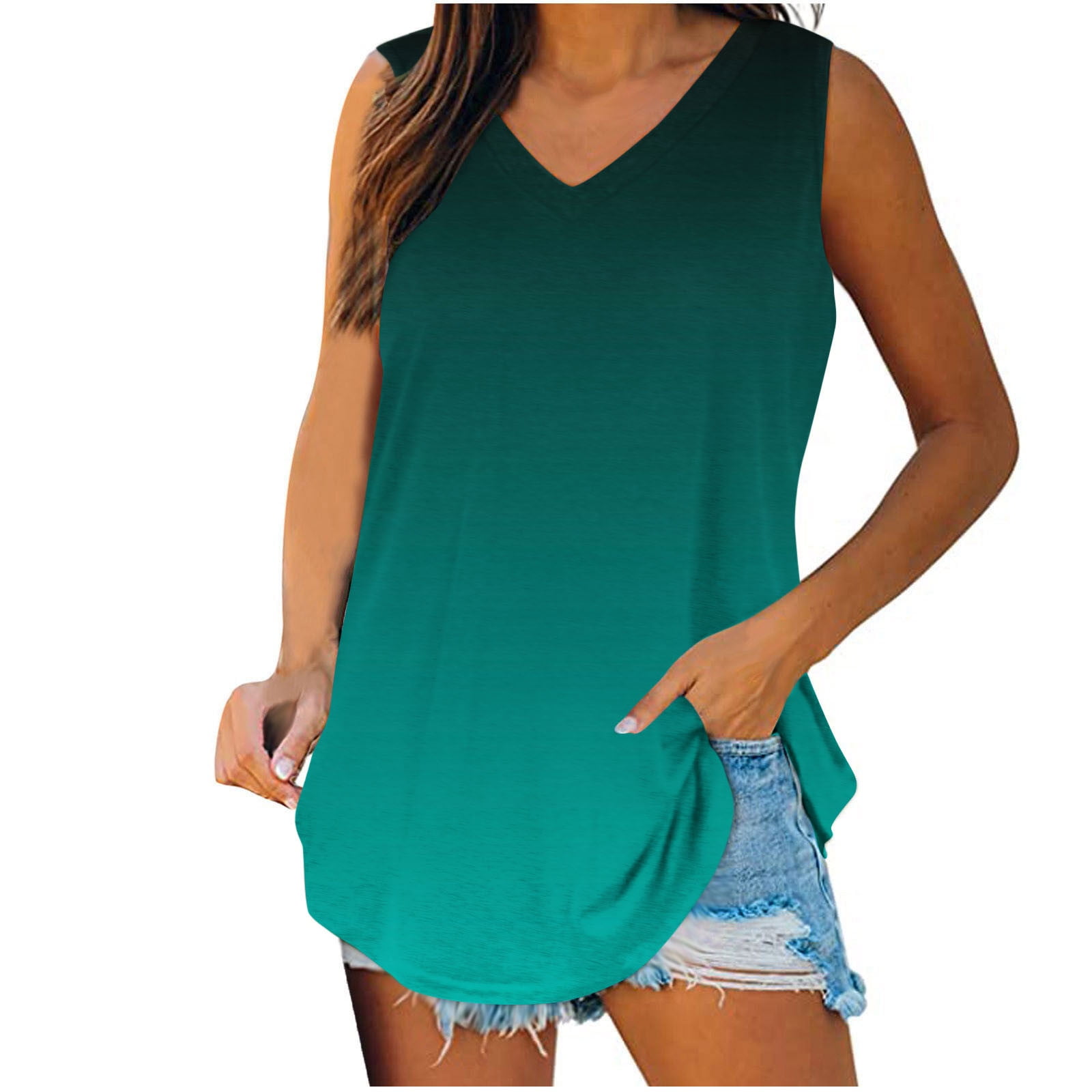 Click here for Yuyuzo Summer Tank Tops For Women V Neck Plain Sle... prices