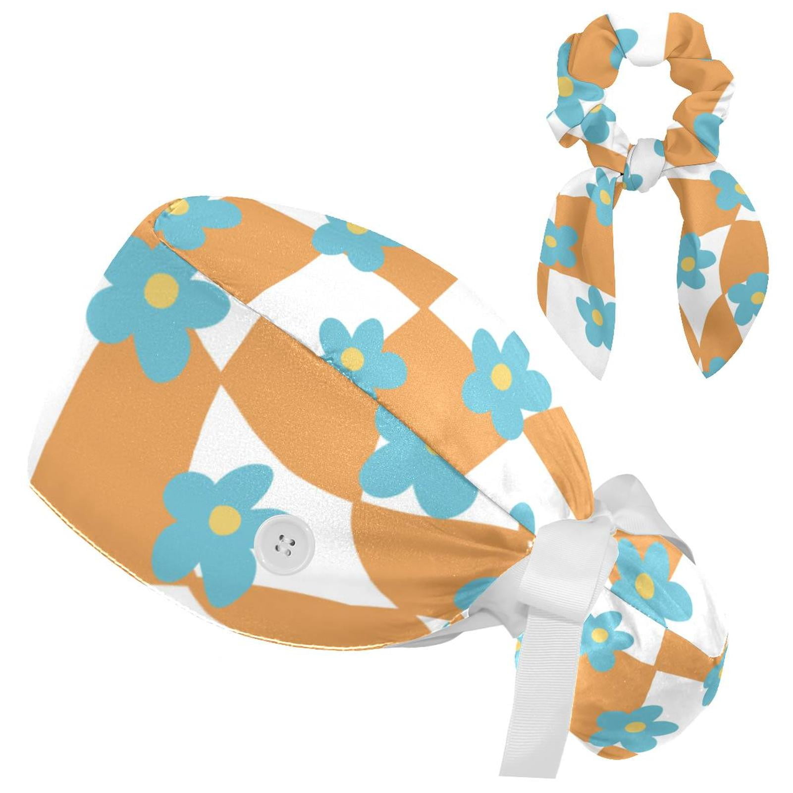 Working Cap with Buttons and Sweatband Scrub Hat Bouffant Caps with ...