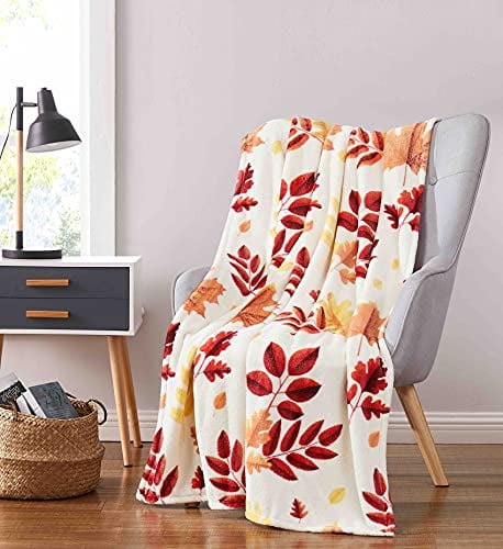 Serafina Home Fall Decor Throw Blanket: Colorful Autumn Harvest Hickory ...