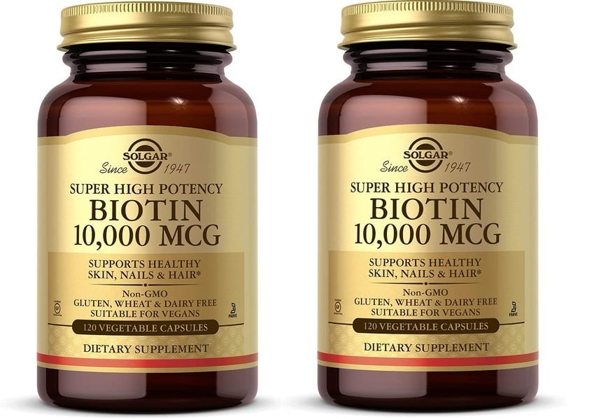 Solgar Biotin Super High Potency 10000 mcg, 120 Vegetarian Capsules 2 ...