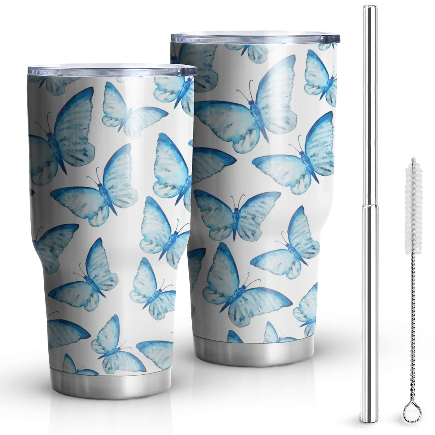 Butterfly Tumbler with Lid and Straw- Butterfly Gifts for Women ...