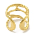 304 Stainless Steel Open Cuff Ring Hollow Wide Band Rings Golden US ...