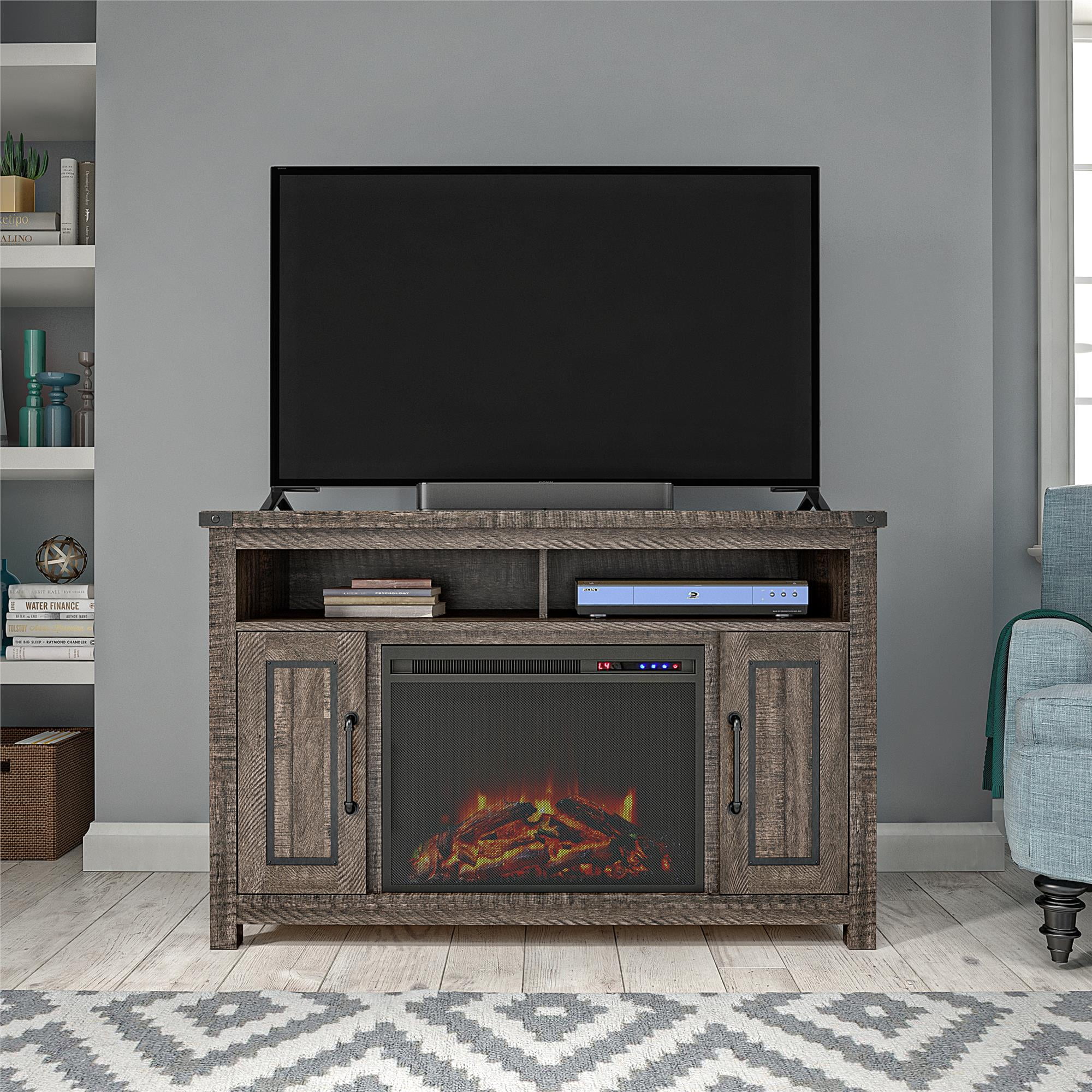Ameriwood Home Avanta Fireplace TV Stand for TVs up to 48", Rustic Oak ...