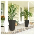 23 Inch Tall Planters - Set of 2 Black Outdoor Flower Pots, Plastic ...