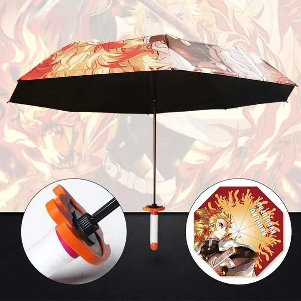 Demon Slayer Katana Umbrella Wind Rain Folding Parasol Kimetsu No Yaiba ...