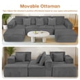132" Gray Cloud Couch, U-Shaped Modular Sectional Sofa, 6-Seater ...