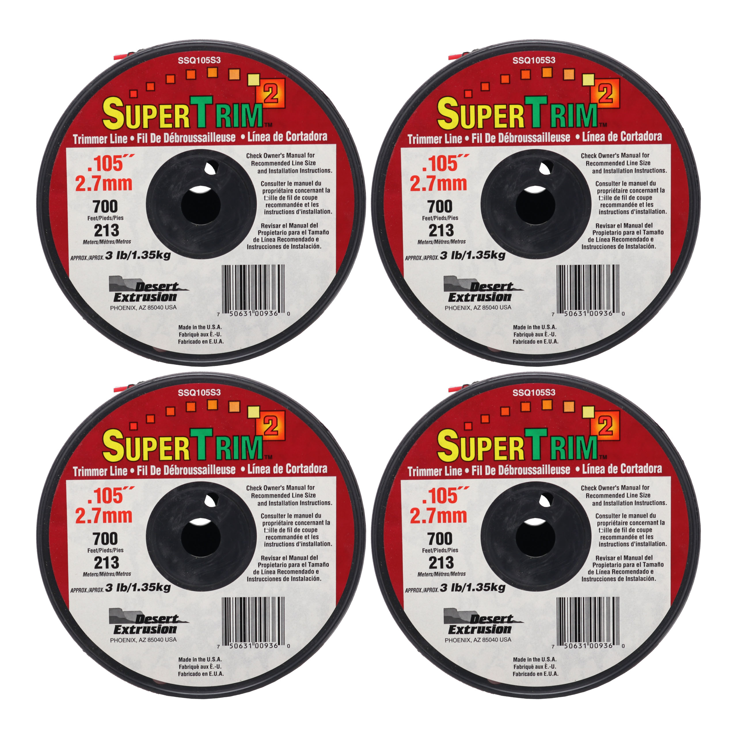 Desert Extrusion Super Trim SSQ105S3 .105" x 700 ft. String Trimmer ...