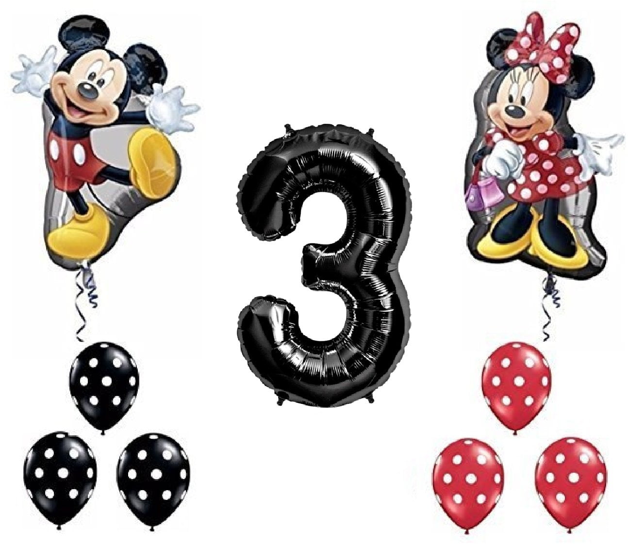 Black Number 3 Mickey and Minnie Mouse Full Body Birthday Supershape ...