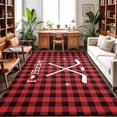 Area Rug 3x5ft Ice Hockey Sport Washable Area Rugs for Living Room Red ...