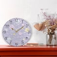 10" Artistic Round Wall Decorative Desk Clock Pastel Purple Planets and ...