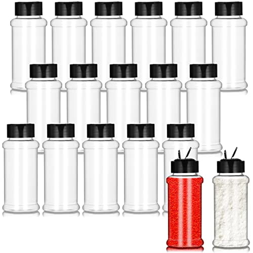 18 Pack 35 Oz clear Plastic Spice Jars With Black cap,glitter Shaker ...