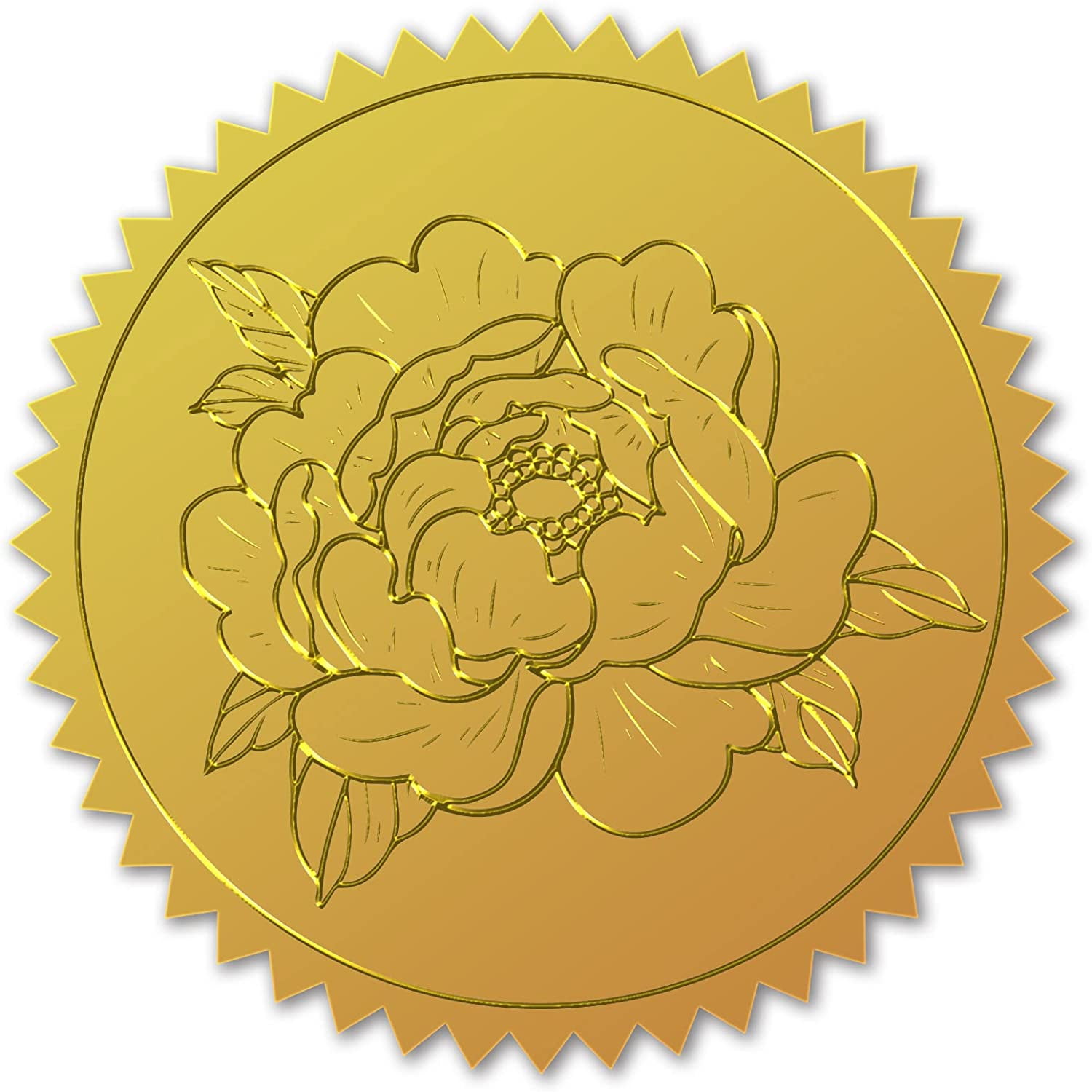 100pcs Gold Foil Certificate Seals Peony Embossed Gold Certificate ...
