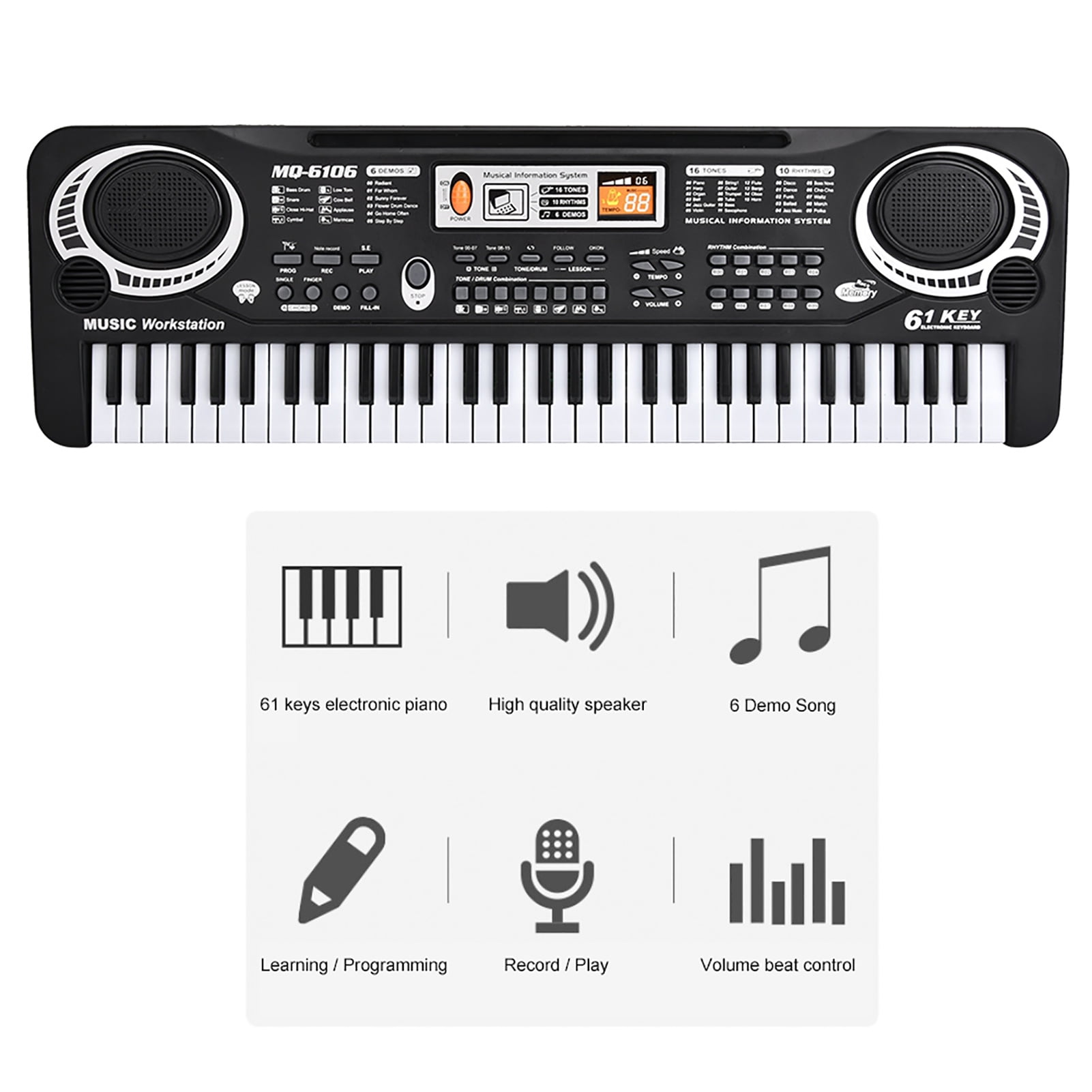 Piano Electrico Teclado Digital De 61 Teclas Musicales | Walmart en línea