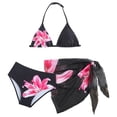 Hudaneo Girls 3 Piece Bathing Suit Floral Print Halter Top Bikini with ...