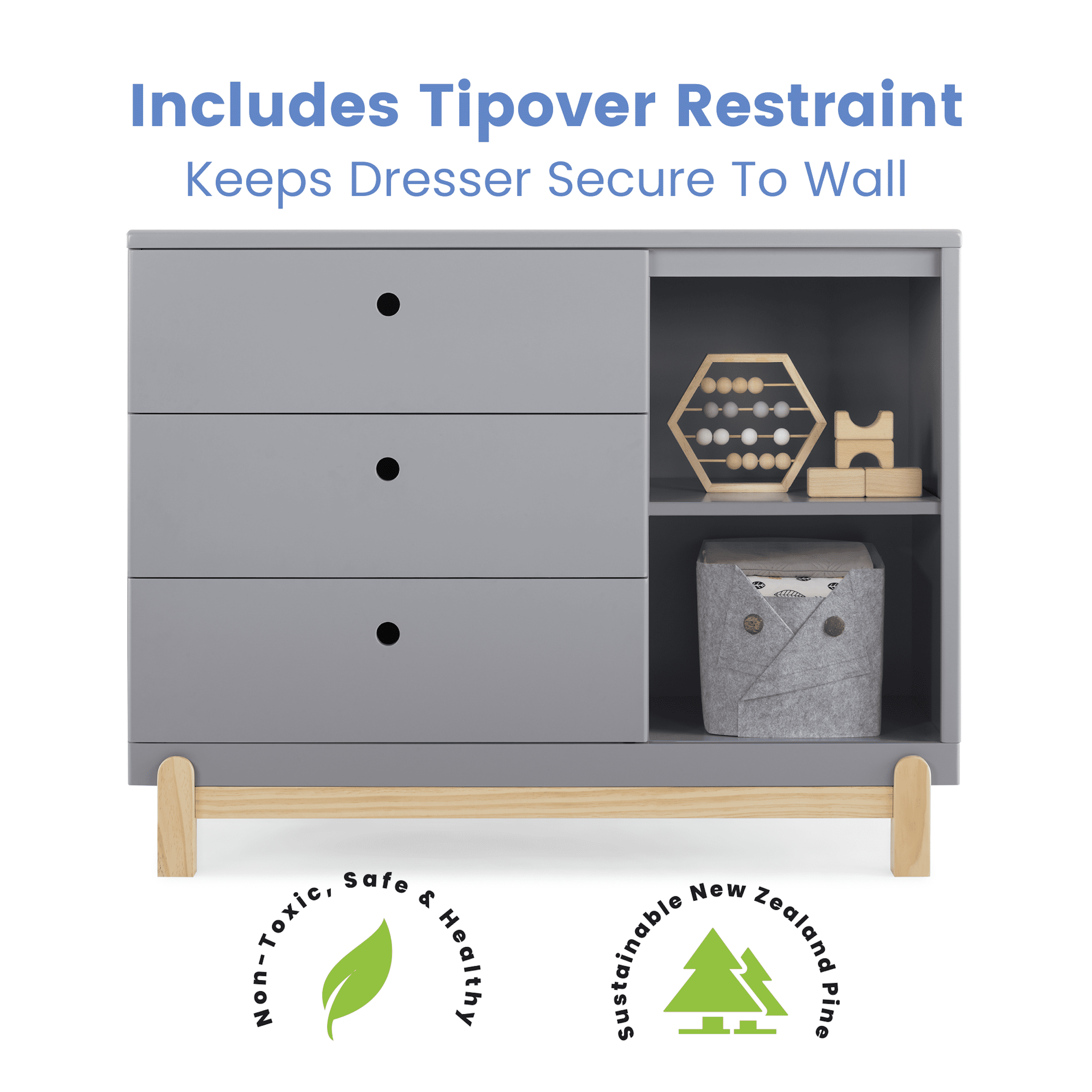 3 drawer dresser with cubbies store
