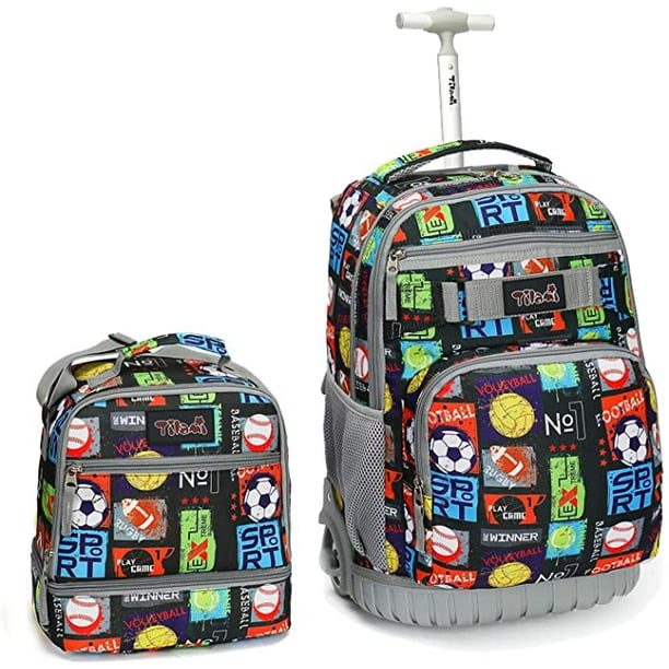 Tilami Rolling Backpack 19 inch with Lunch Bag Wheeled Laptop Backpack ...