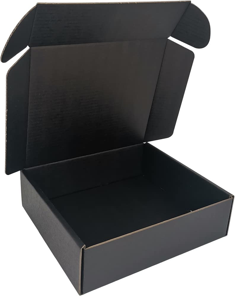 CH-BOX 50 Pack 7x6x2'' Small Corrugated Box Mailers Black Cardboard for ...
