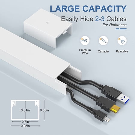 314in Cord Hider, PVC Cord Cover, Paintable Cable Concealer Raceway Kit ...