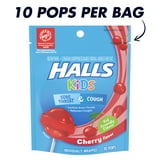 HALLS KIDS Cherry Cough and Sore Throat Pops, 10 Pops HSA/FSA Eligible ...