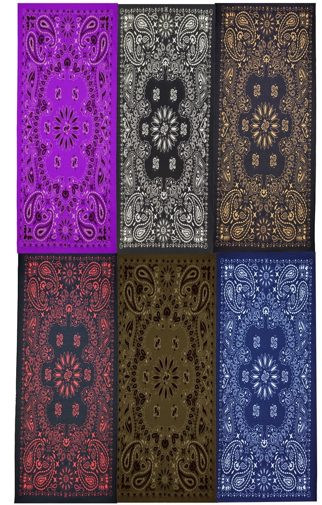 Multi Functional Tube Bandana | Classic Paisley Bandana Pattern - 6PK ...