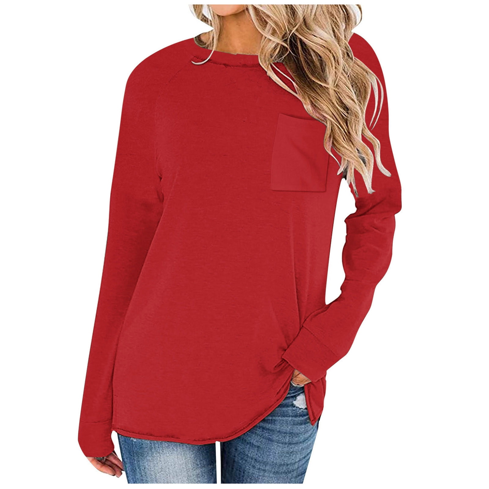 Click here for Timegard Womens Tops Crewneck Long Sleeve Drop Sho... prices