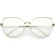 Classic Slim Metal Frame Clear Flat Lens Round Eyeglasses 52mm (Gold ...