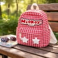 1Pcs Fashionable Red Backpack with Gingham Print and Star Accents ...