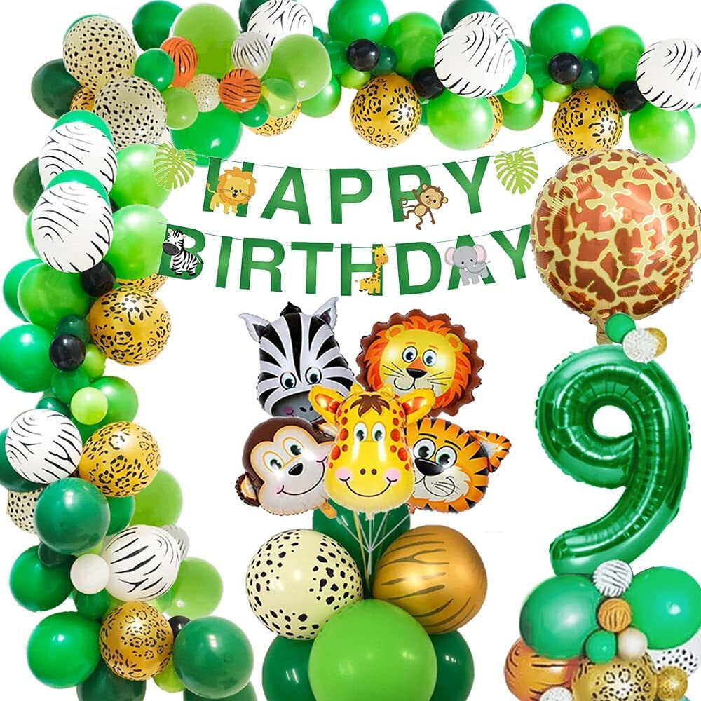 9 Year Birthday Party Decorations, Jungle Safari Birthday Balloon, Set ...