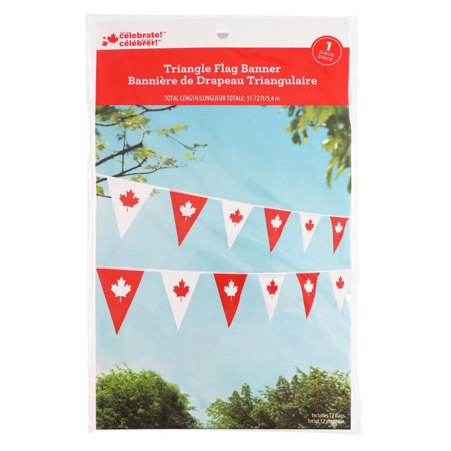 Way to Celebrate 17.72 Feet Triangle Canada Pennant Flags Banner, 12 ...