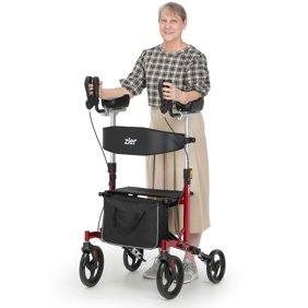 Roscoe Transport Rollator with Padded Seat, Burgundy - Walmart.com