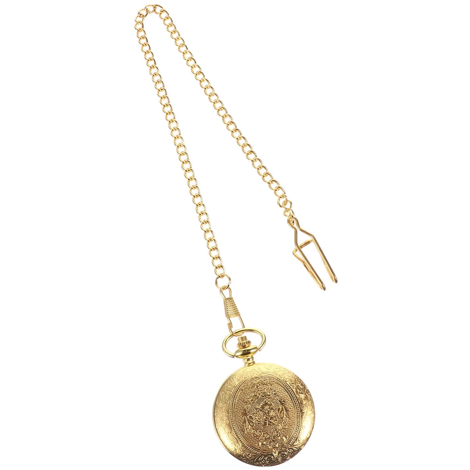 Pocket Watch Retro Carved Necklace Accessory Alloy Pocket Watch Golden ...