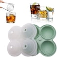Light Green 4 Ball Ice Cube Tray, Silicone Sphere Mold For Whiskey ...