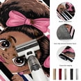 African Black Girl Pink Bow Rectangle Rug 2'x3' Black White Stripes ...