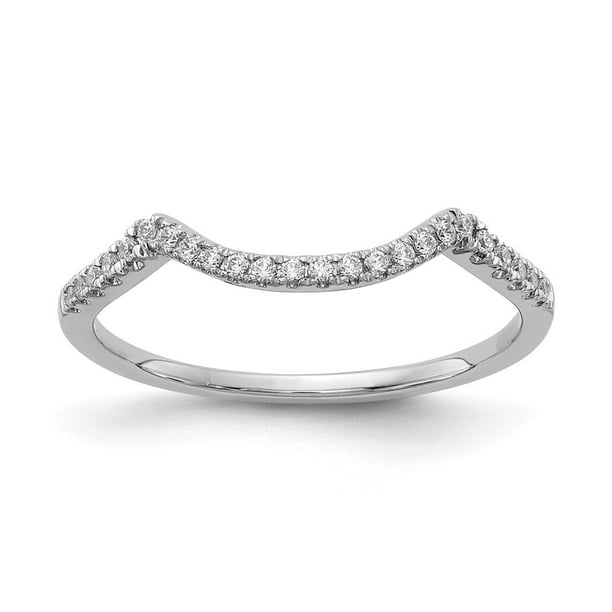 AA Jewels - Solid 14k White Gold Diamond Contoured Curved Notched ...