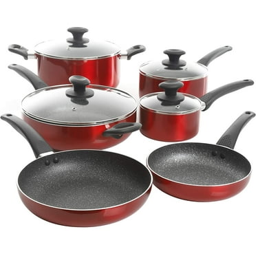 Oster Ashford 10 piece Aluminum Nonstick Cookware Set in Black with ...