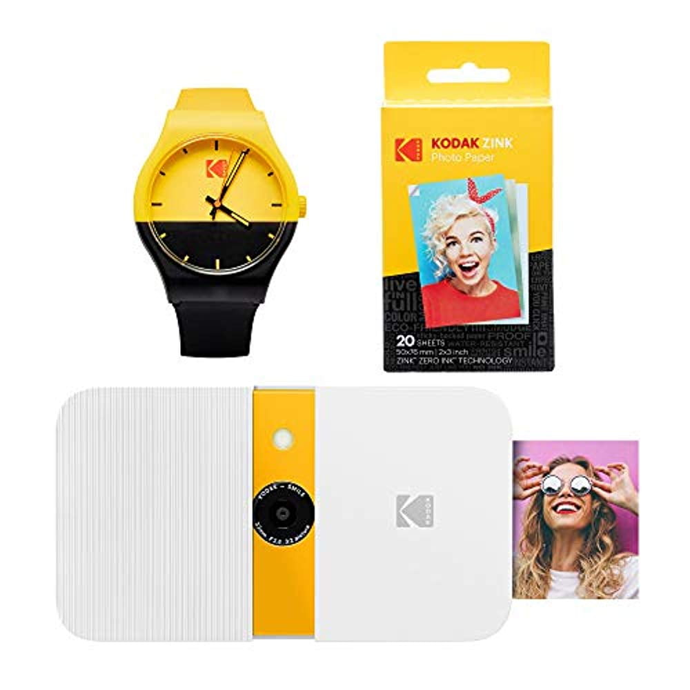 KODAK Smile Instant Print Digital Camera (White/Yellow) Watch Bundle ...