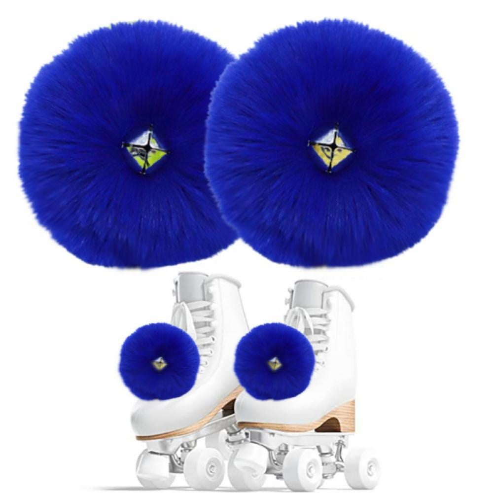 2 Pieces Large Roller Skate Pom Poms for Women Girls Princess Fluffy ...